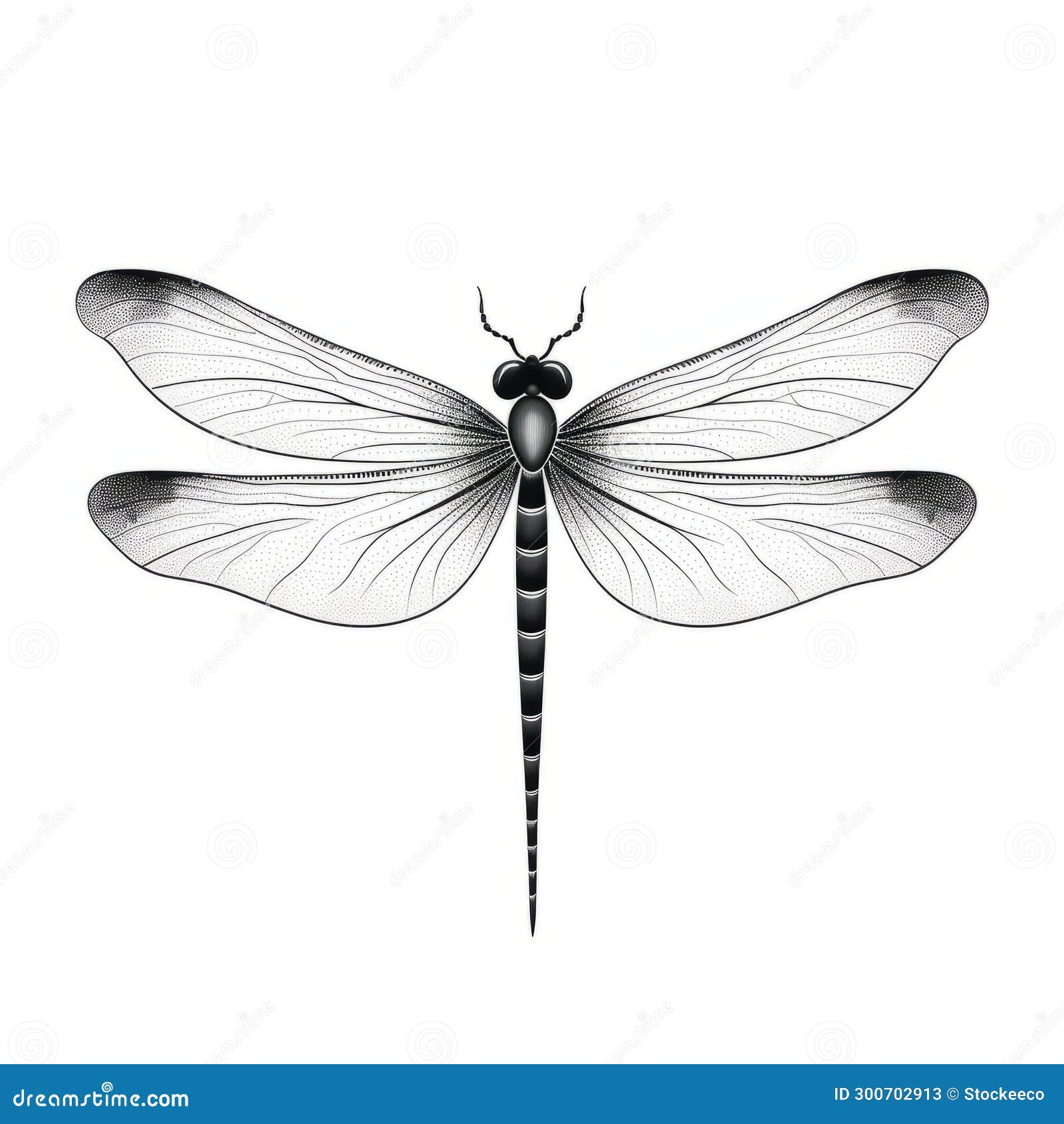 Hand Drawn Dragonfly Illustration with Realistic Chiaroscuro Stock ...