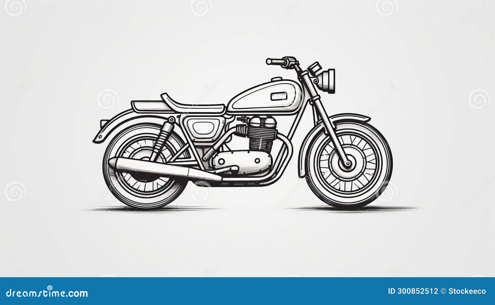 Vintage Motorcycle Outline Drawing Vector Illustration Stock ...