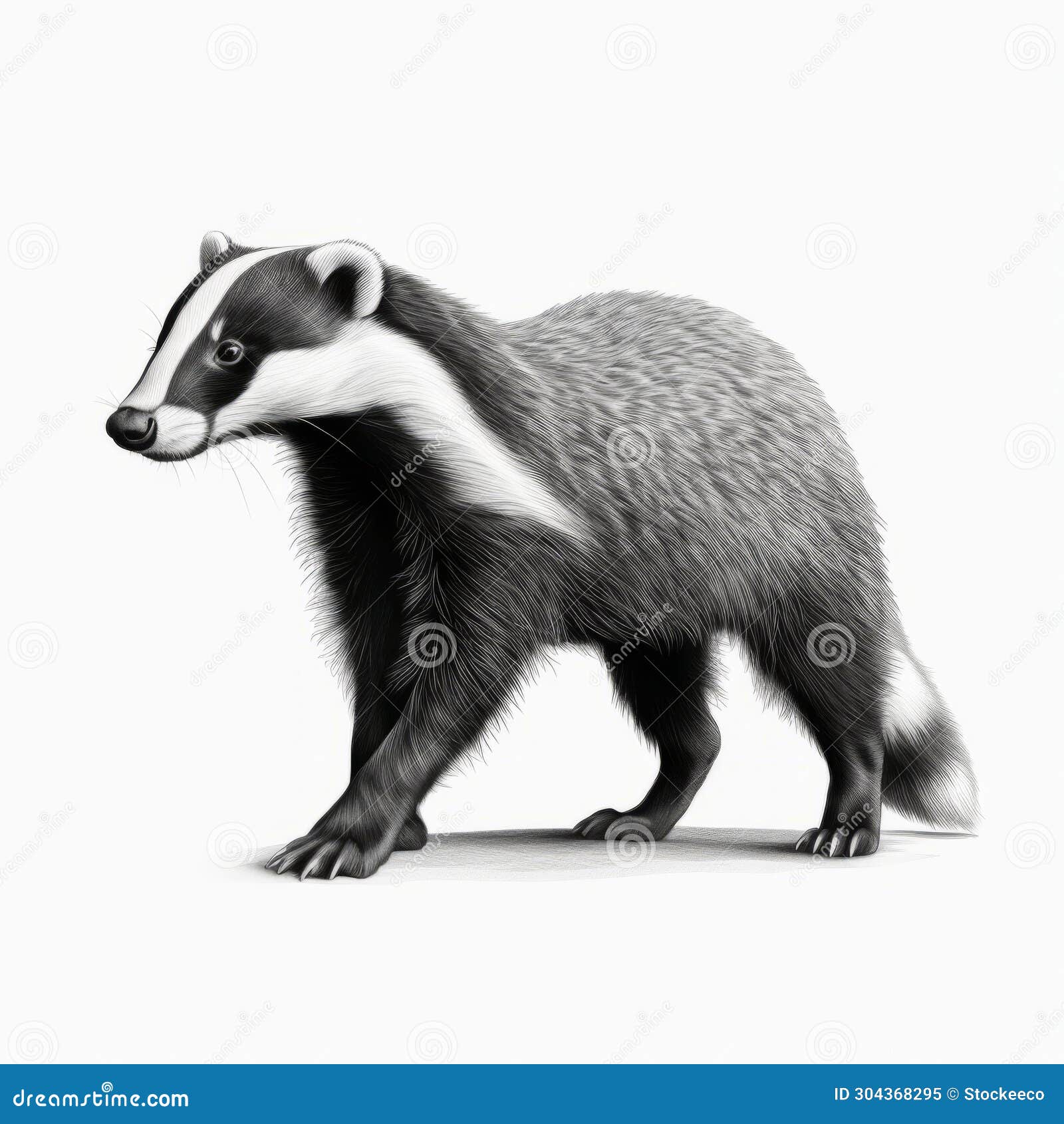Hyperrealistic Illustration of a Badger in Line Drawing Style Stock ...