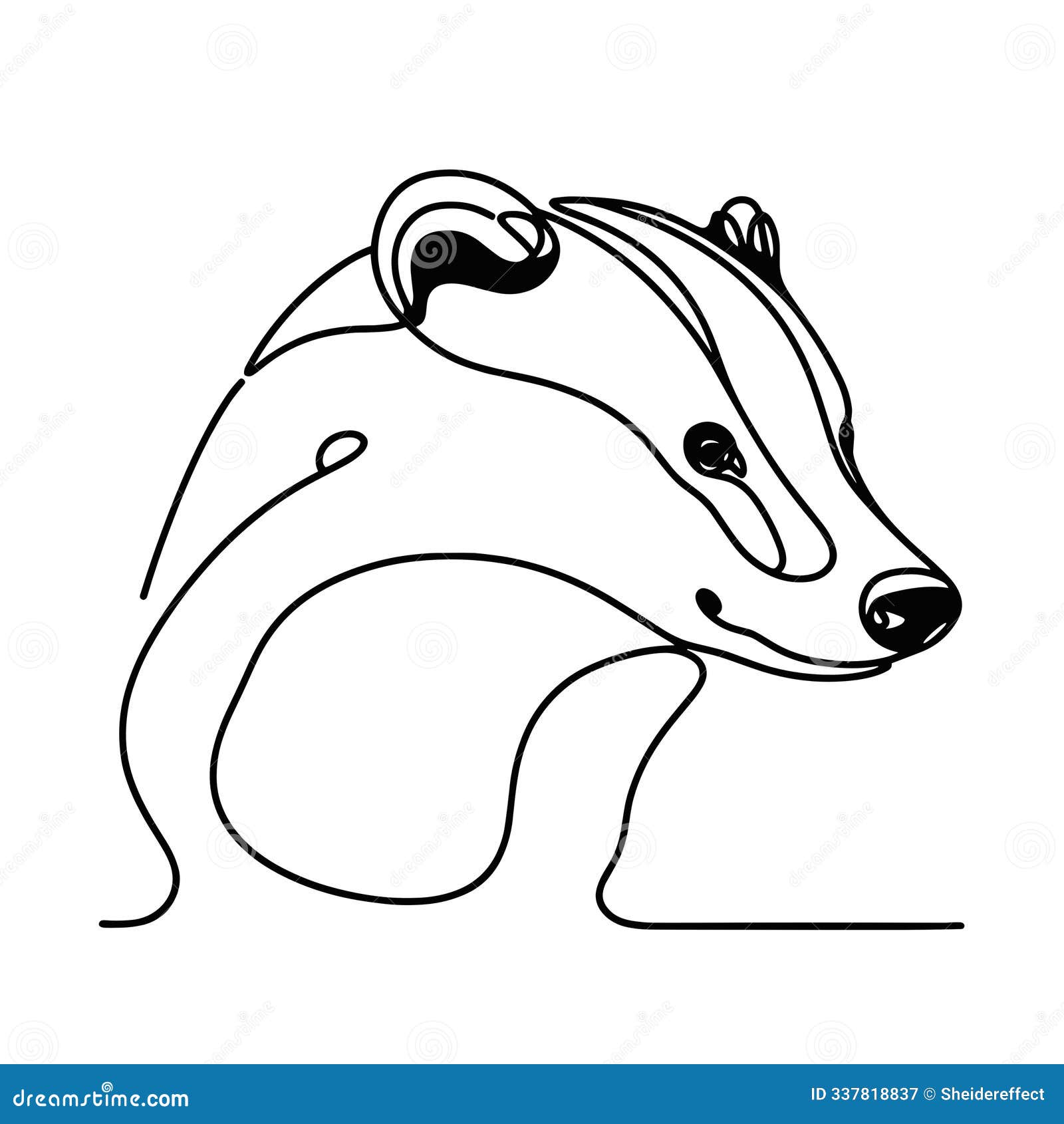 A Black and White Drawing of a Badger Stock Illustration - Illustration ...