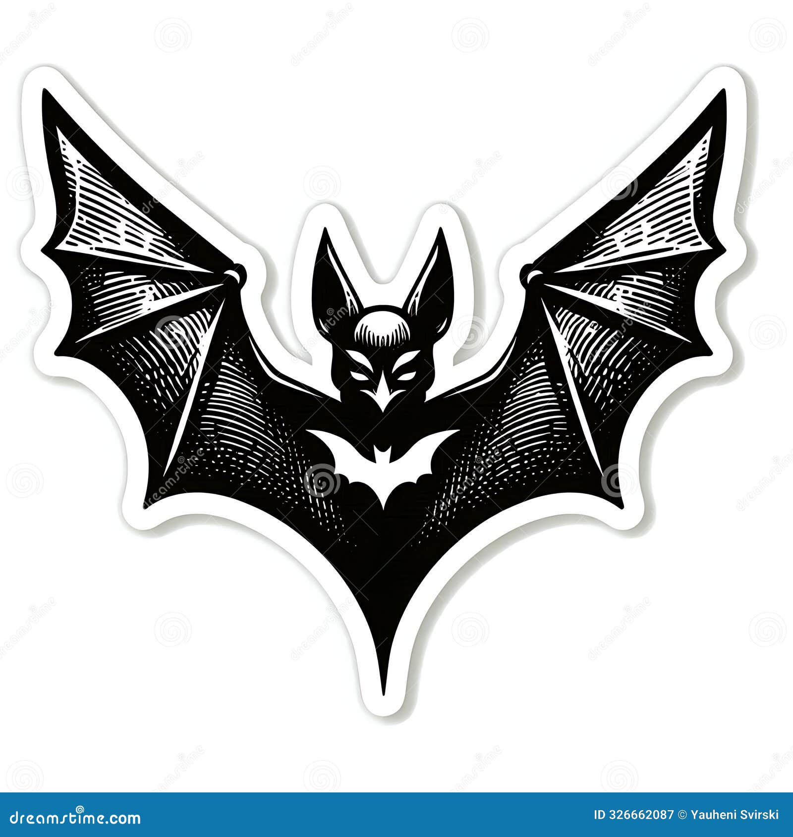 A Black and White Drawing of a Bat with a Menacing Look on Its Face ...