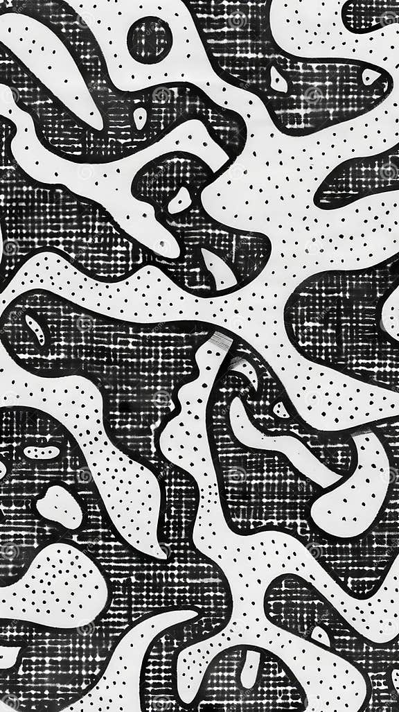 A Black and White Drawing of a Camouflage Pattern Stock Photo - Image ...