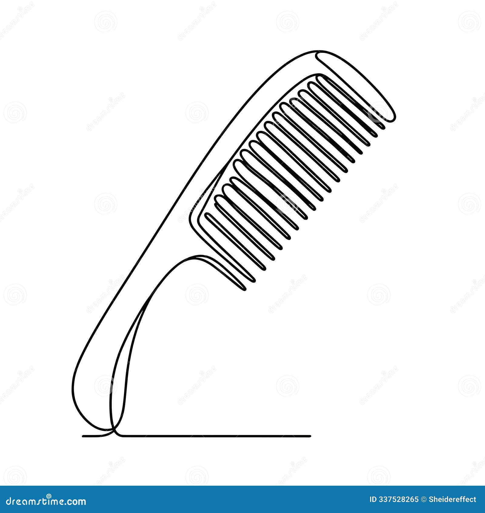A Black and White Drawing of a Comb with a White Handle Stock ...