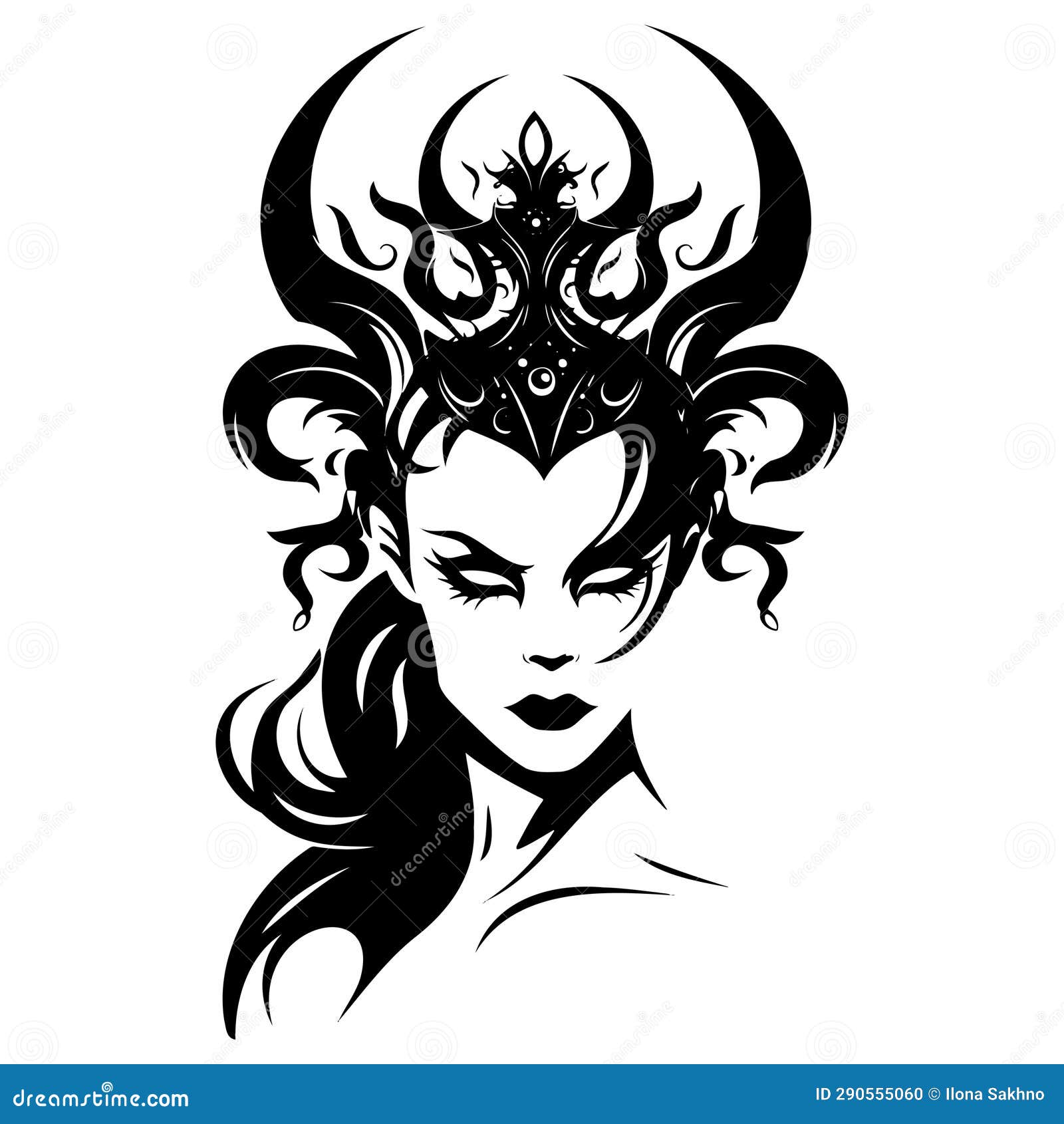 Black and White Drawing she-devil Stock Illustration - Illustration of ...