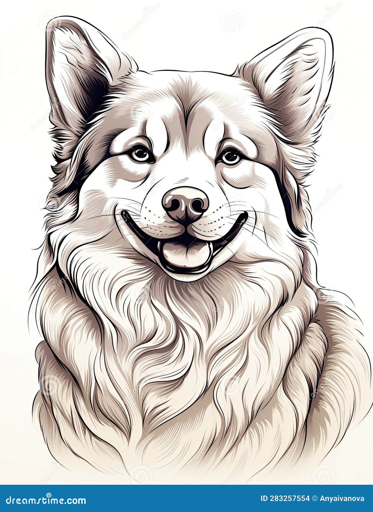 A Black and White Drawing of a Doge Dog. Generative AI Image. Stock ...