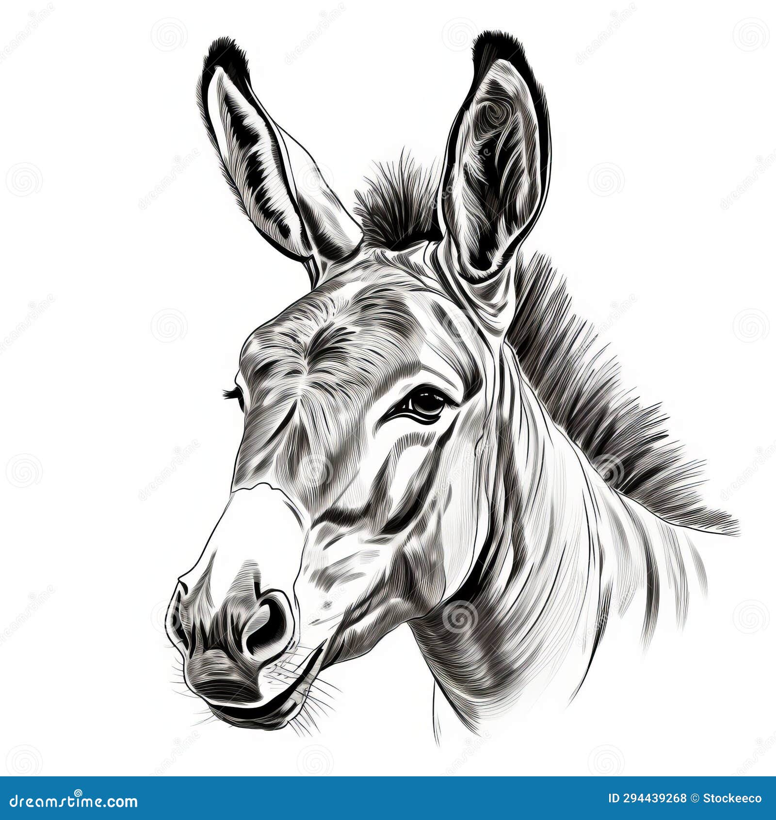 Black and White Donkey Drawing Clean and Sharp Uhd Image Stock ...