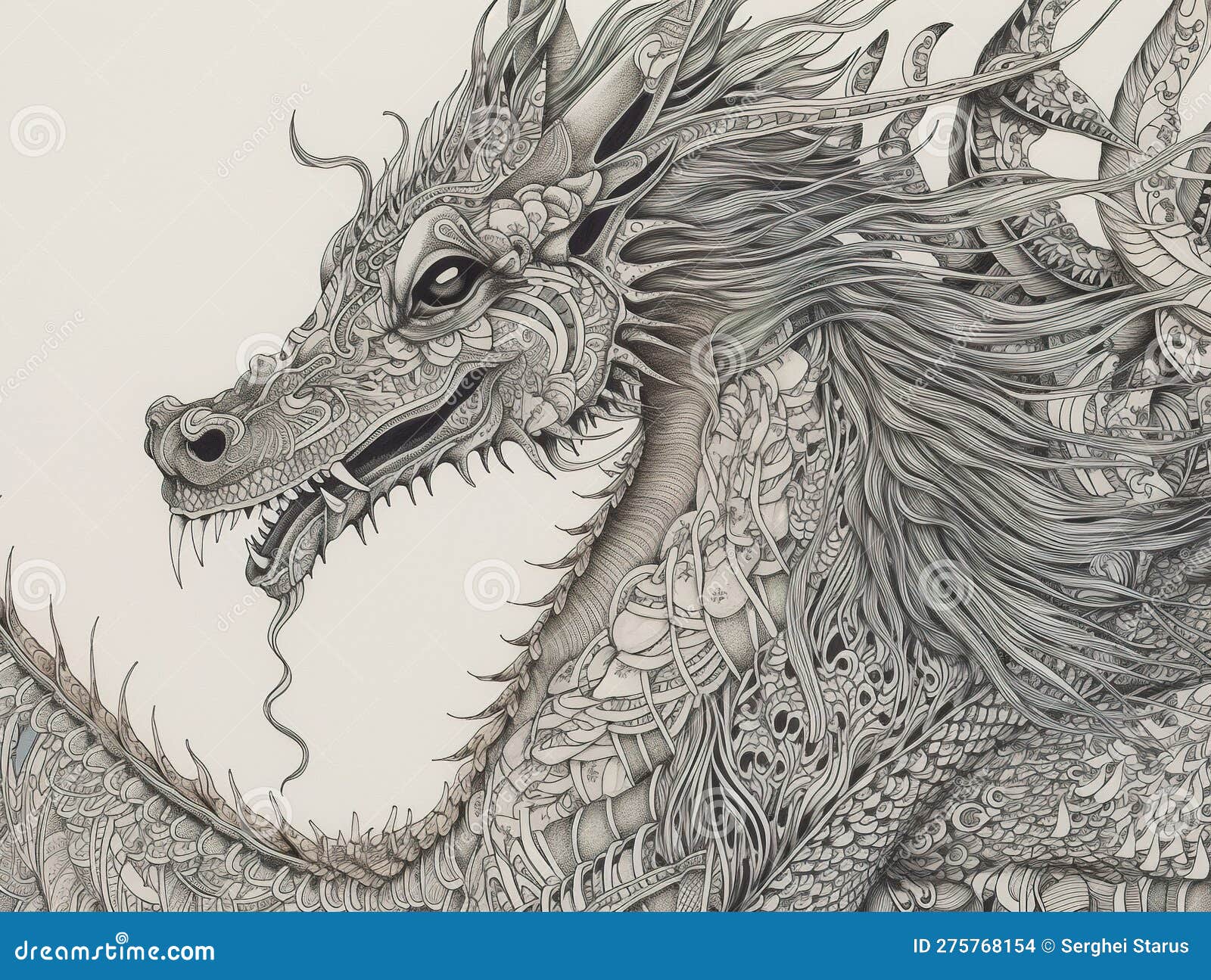 Chinese Dragon Drawing In Pencil