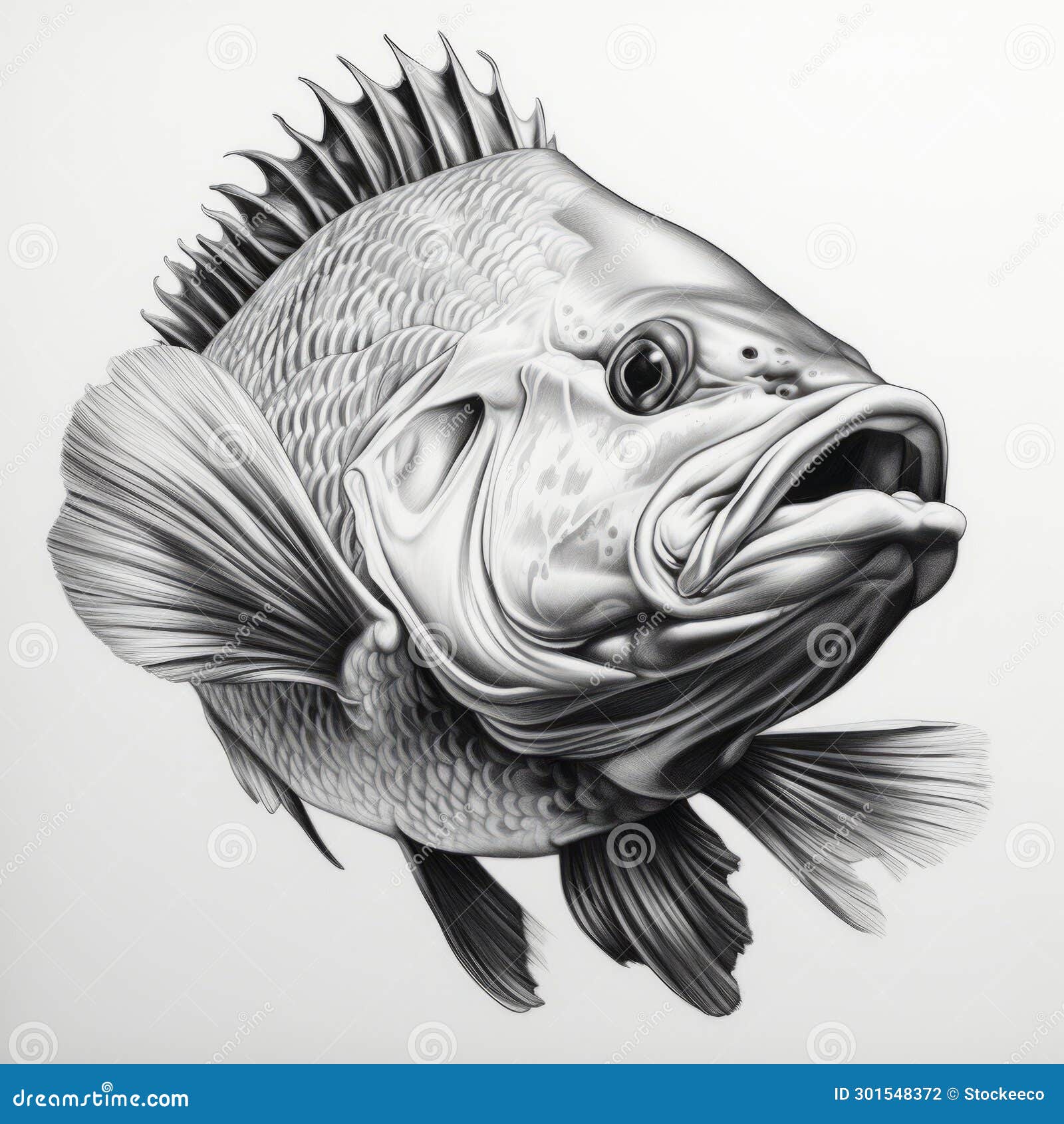 Realistic Fish Art Illustration on White Background Stock Illustration ...