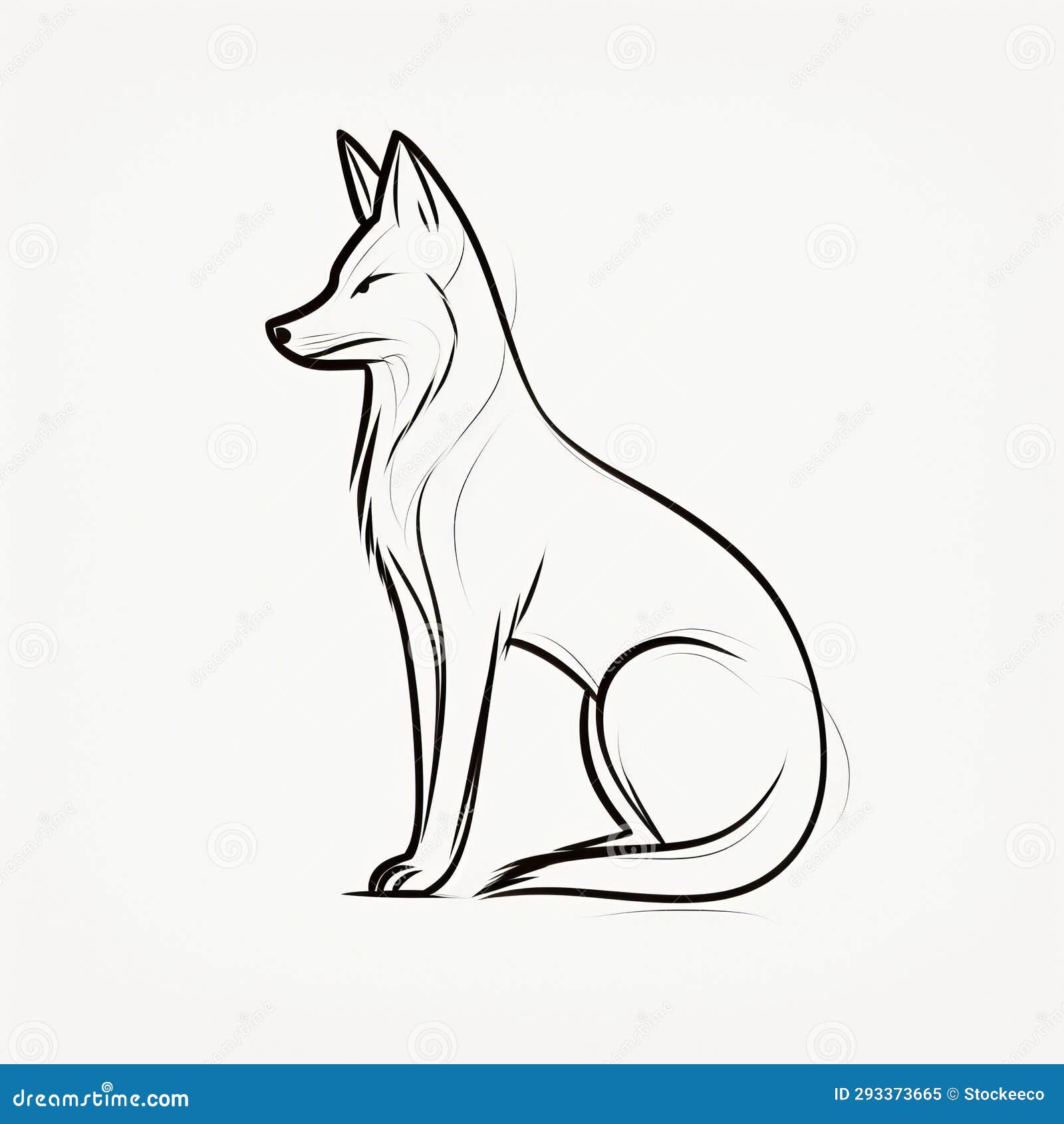 Egyptian-inspired White and Black Outline Fox Illustration with ...