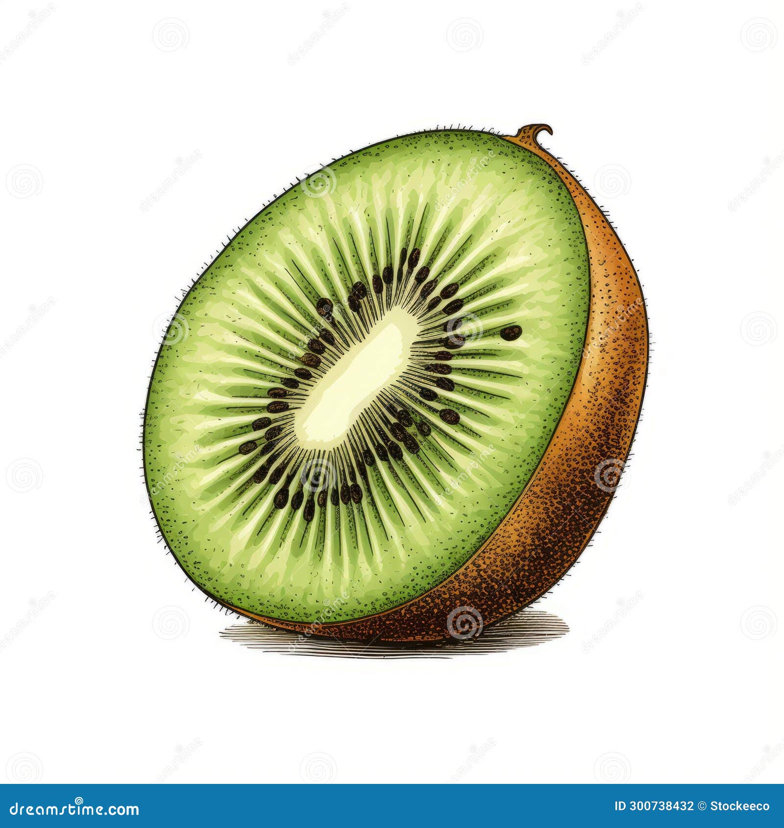Ultra Realistic Illustration of Cut Kiwi Fruit in Brian Bolland Style ...