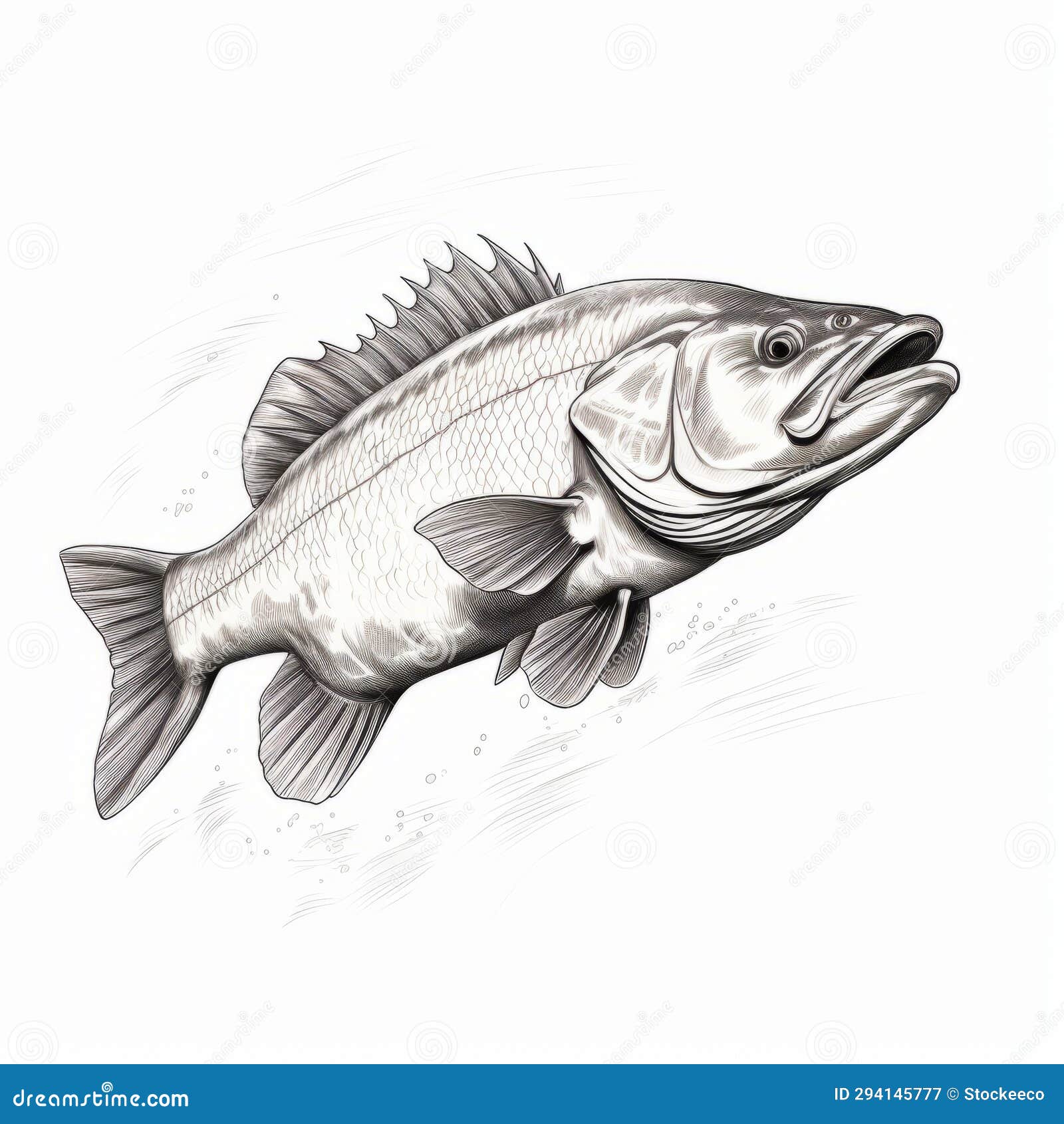 Monochrome Largemouth Bass Fishing Vector Design Stock Illustration ...