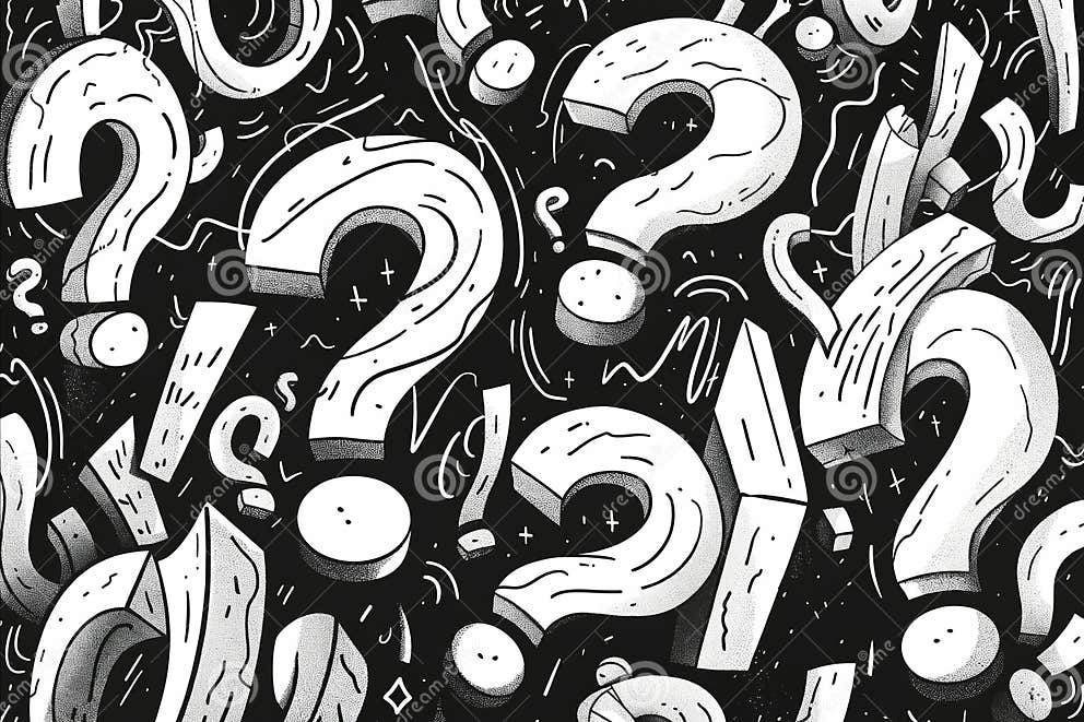 A Black and White Drawing of Many Different Types of Question Marks ...
