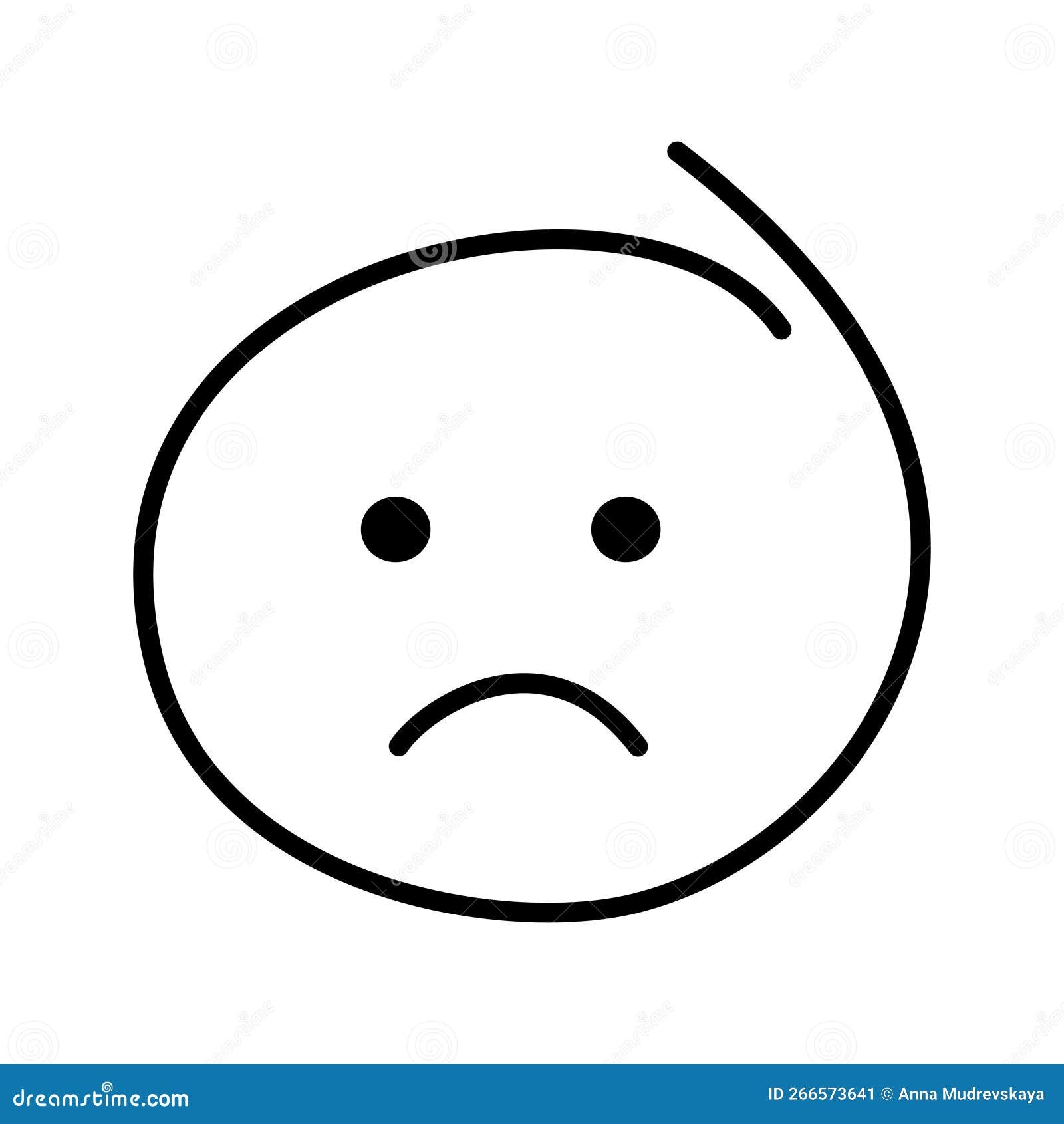 A Black and White Drawing of an Ordinary Emoticon with Open Eyes is Sad ...