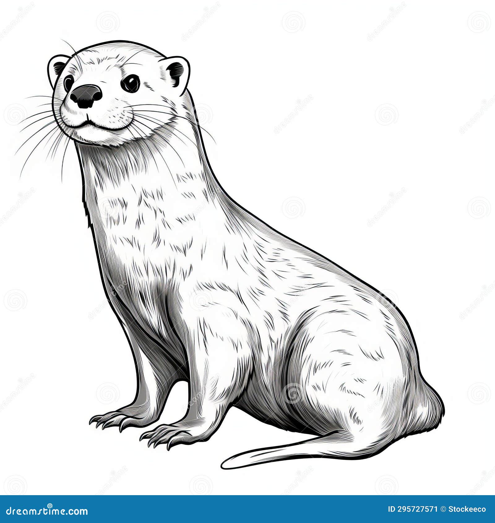 Dignified Otter Drawing On White Background Royalty-Free Illustration ...