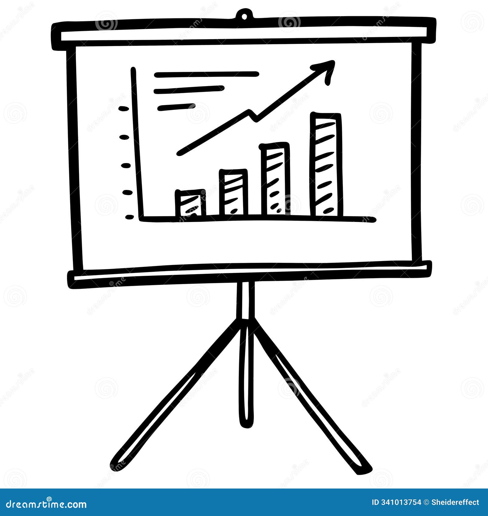 A Black and White Drawing of a Projector Screen with a Graph on it ...