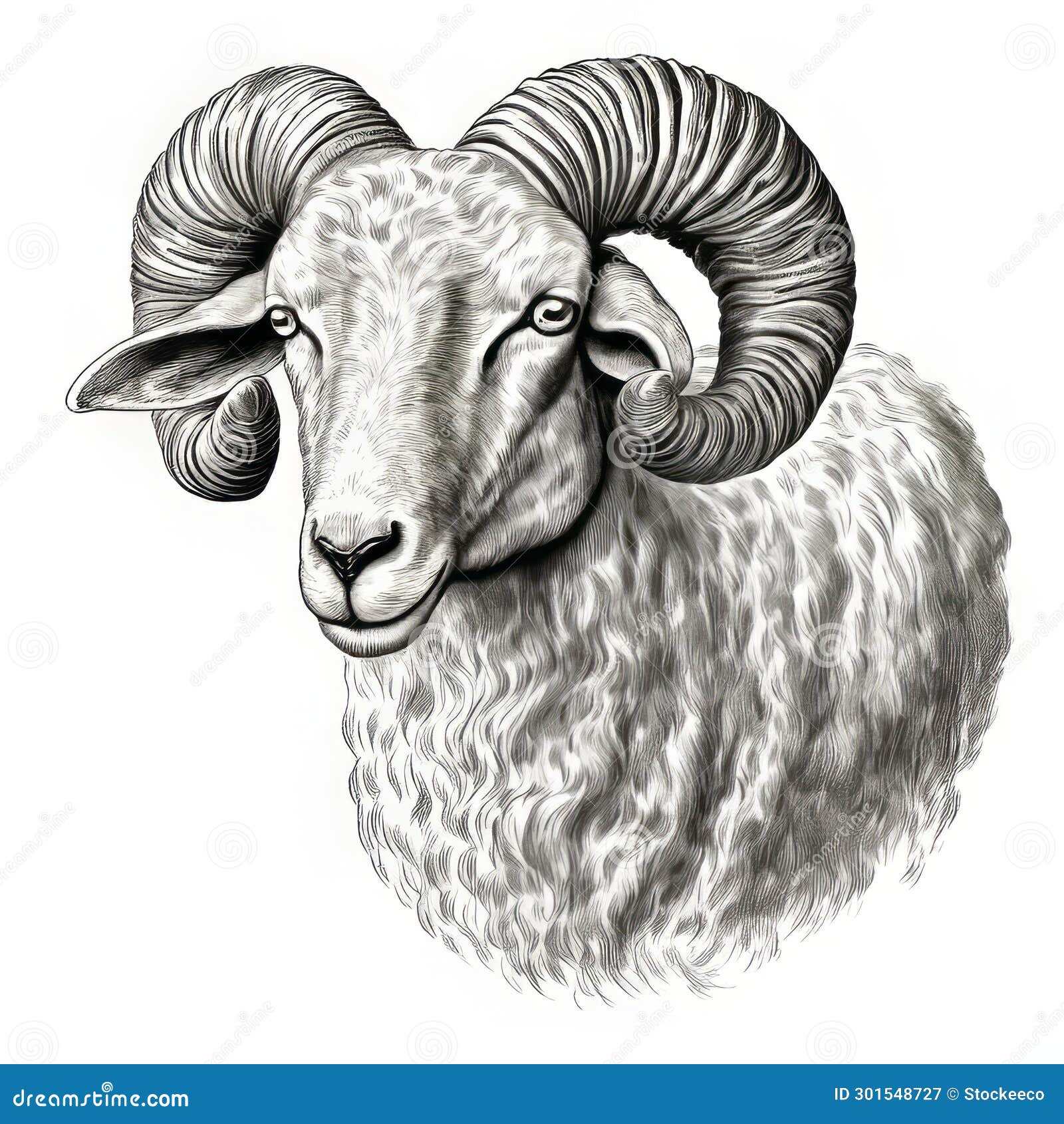 Eerily Realistic Black and White Rams Head Drawing in 8k Resolution ...