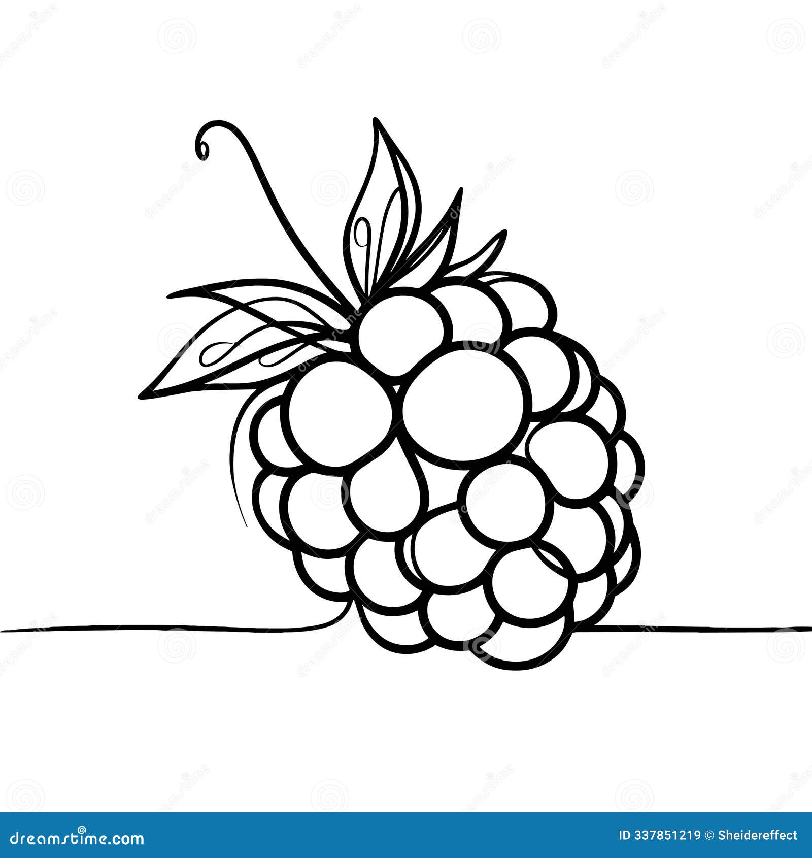 A Black and White Drawing of a Raspberry Stock Illustration ...