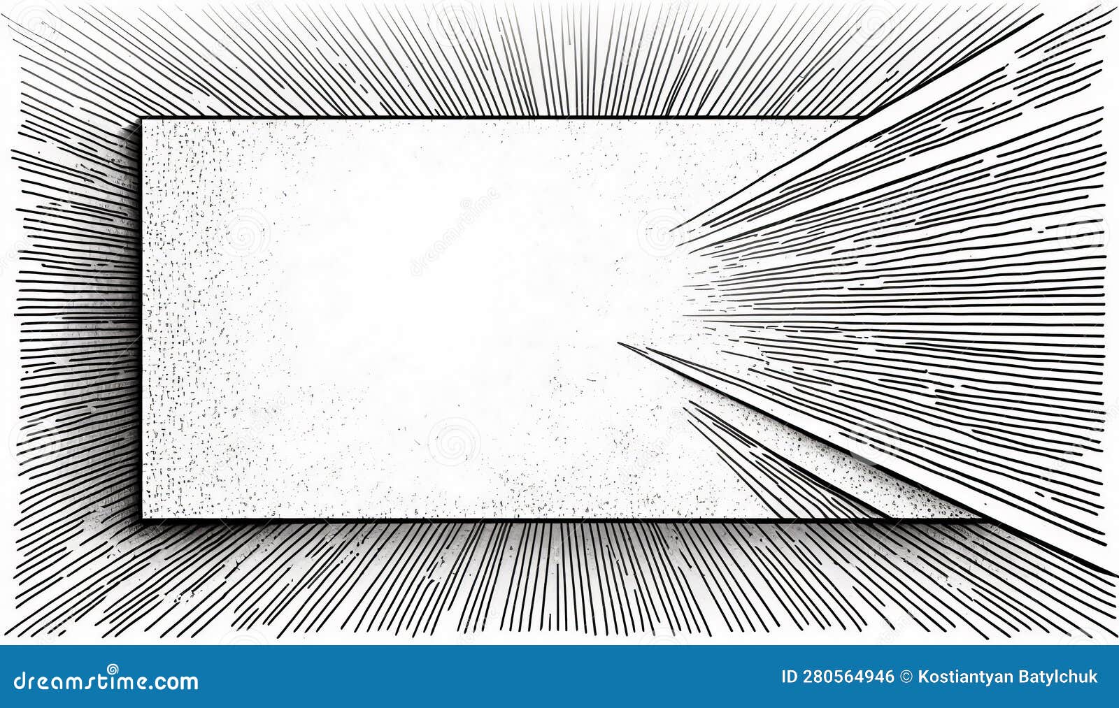 Black and White Drawing of Rays Coming Out of Rectangular Frame on ...