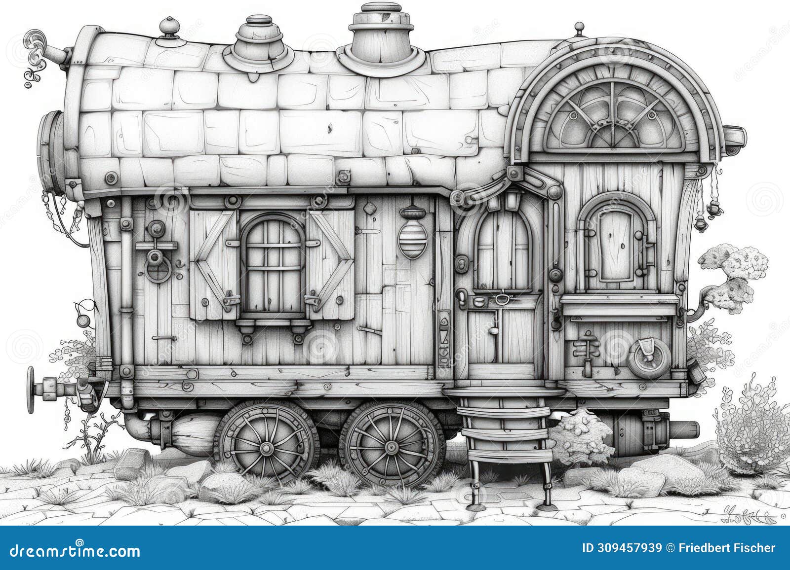 A Black and White Drawing of a Small House Stock Image - Image of ...