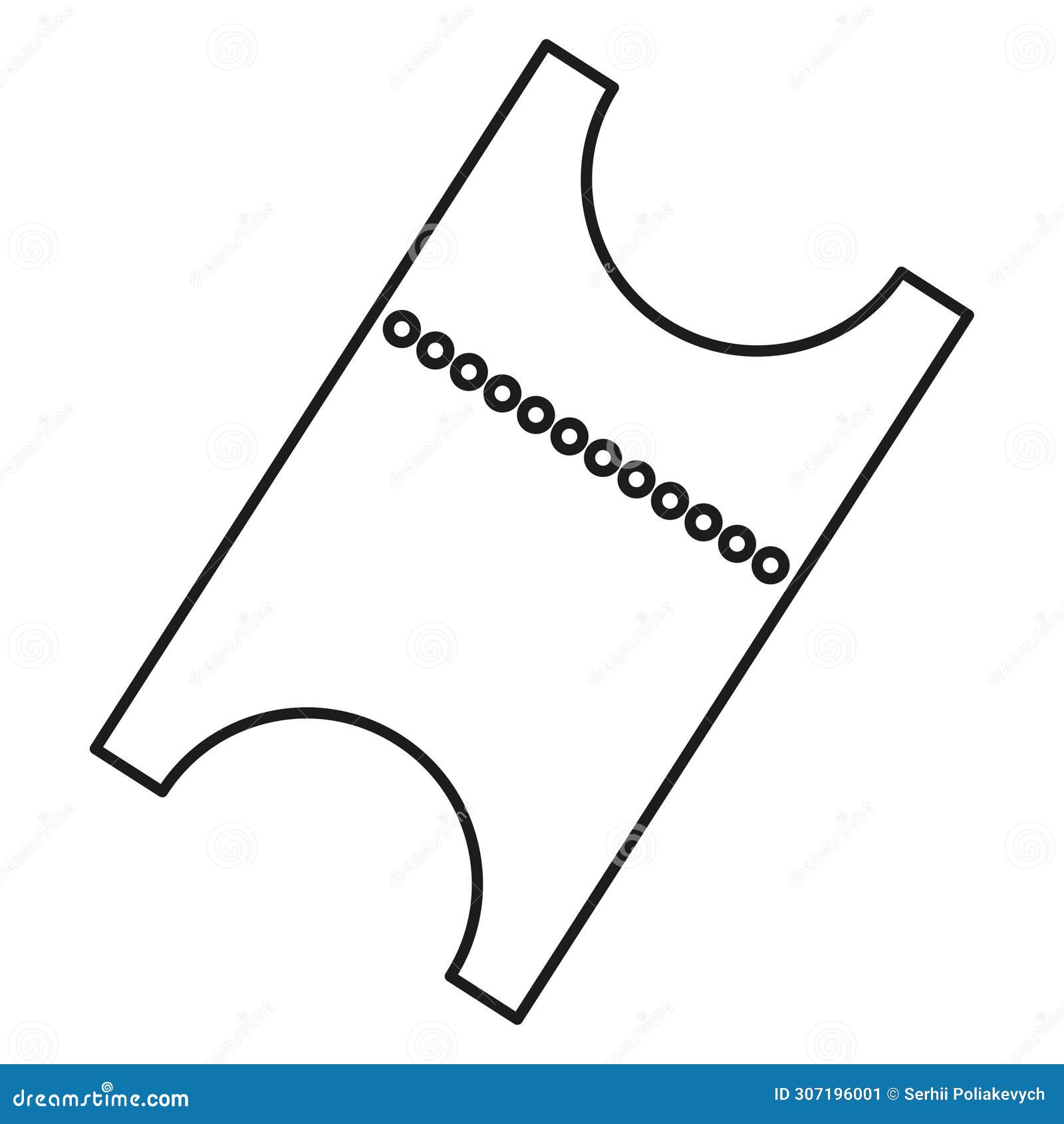 A Black and White Drawing of a Ticket on a White Background Stock ...