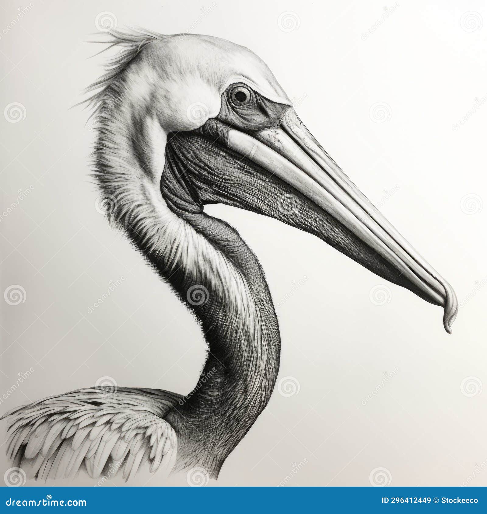 Detailed Pencil Drawing of Pelican Head Silhouette Stock Illustration ...