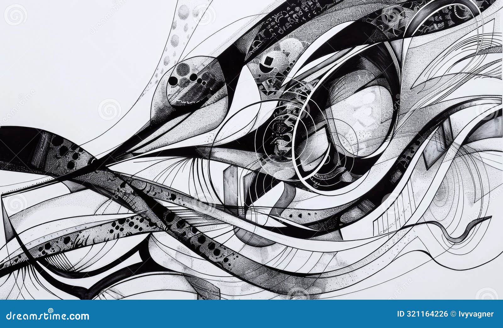 A Black and White Drawing of a Wave with a Circle in the Middle Stock ...