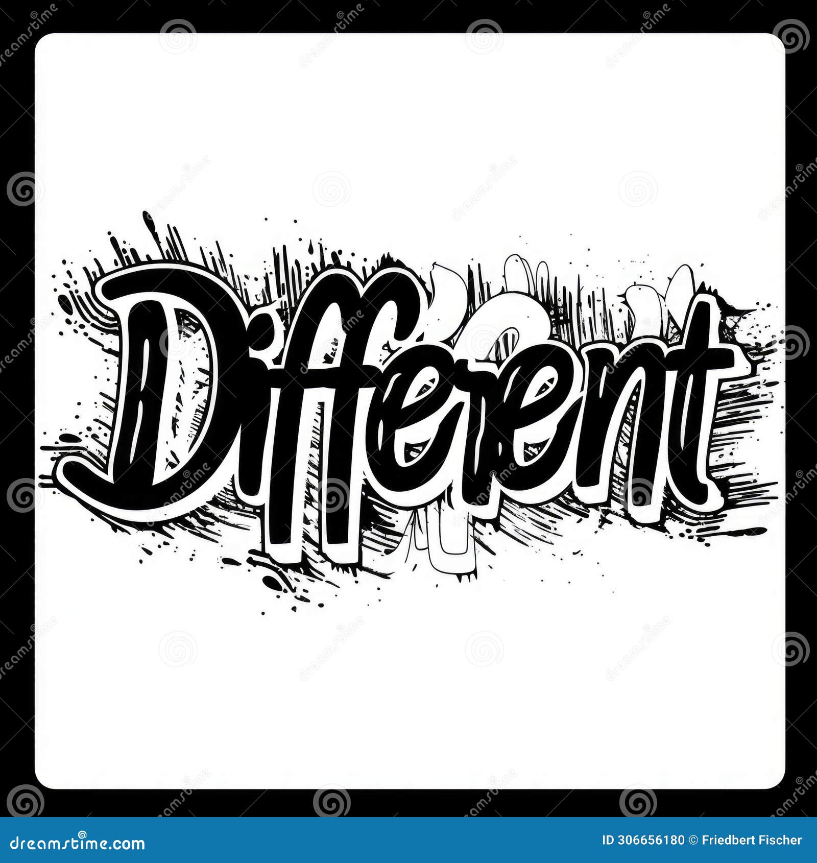 A Black and White Drawing of the Word Different Stock Illustration ...