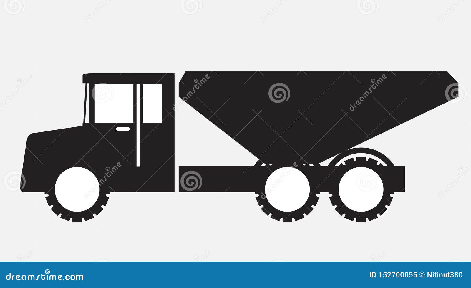 Black and White Dump Truck Vector Stock Illustration - Illustration of ...
