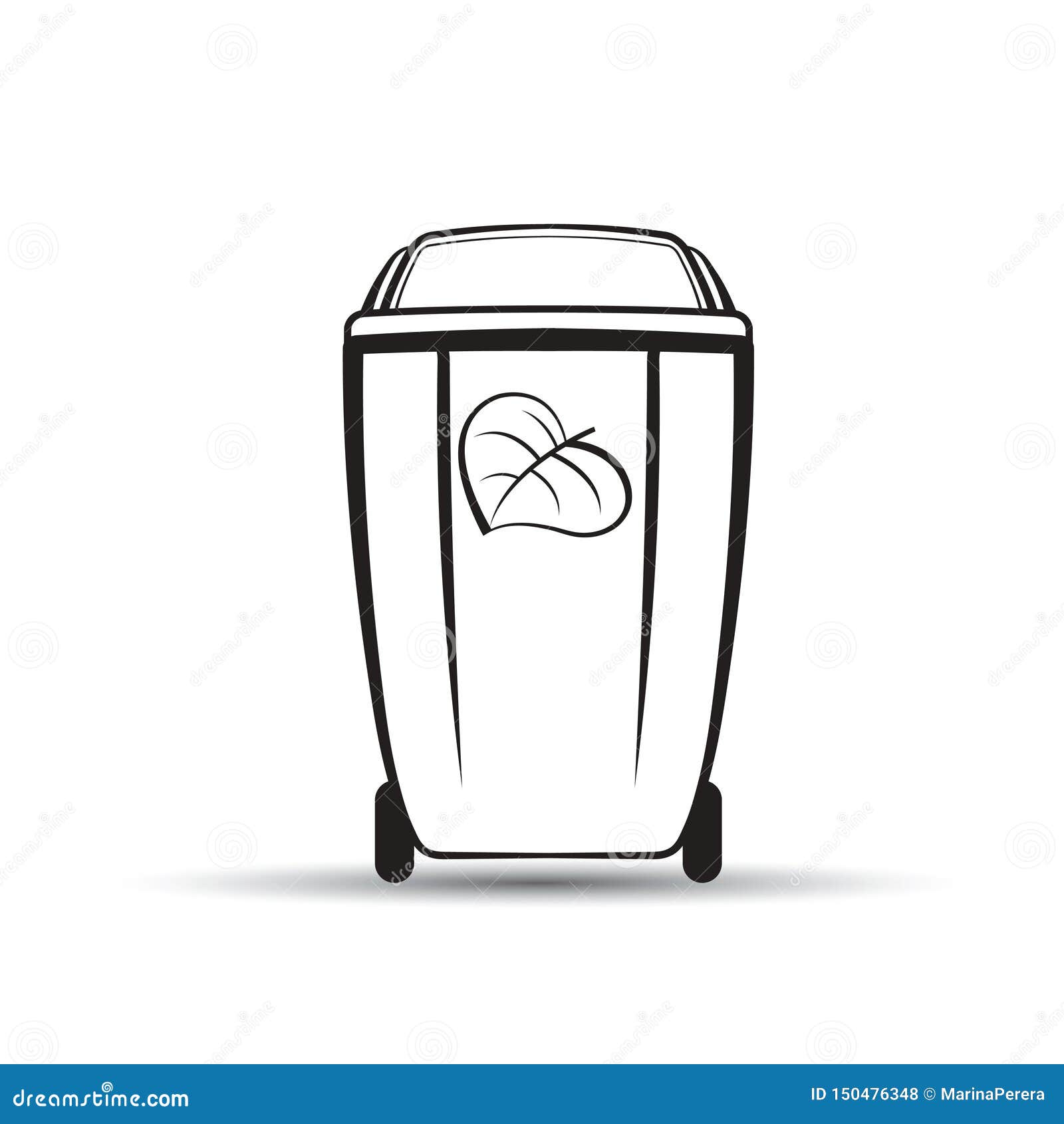 Black and White Dustbin with Leaf Stock Vector - Illustration of ...