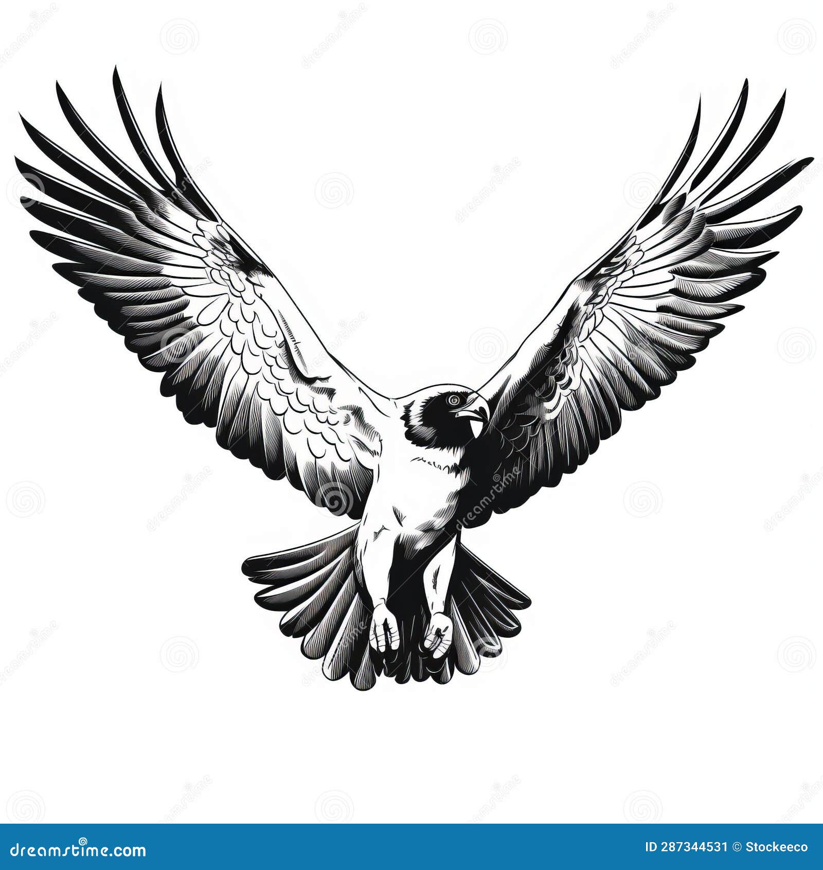 Black and White Eagle Drawing: Petcore Style, Graphic Symbolism ...