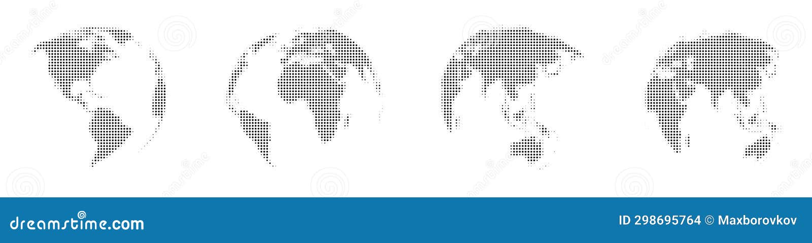 Black and White Earth Halftone Effect Globe Set Composed of Big Amount ...