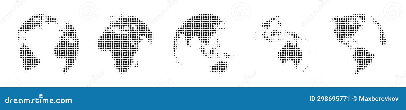 Black and White Earth Halftone Effect Globe Set Composed of Big Amount ...