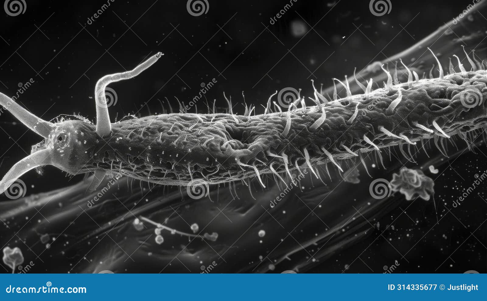 A Black and White Electron Microscope Image of a Single Nematode ...