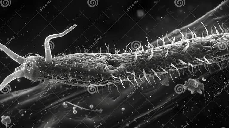 A Black and White Electron Microscope Image of a Single Nematode ...