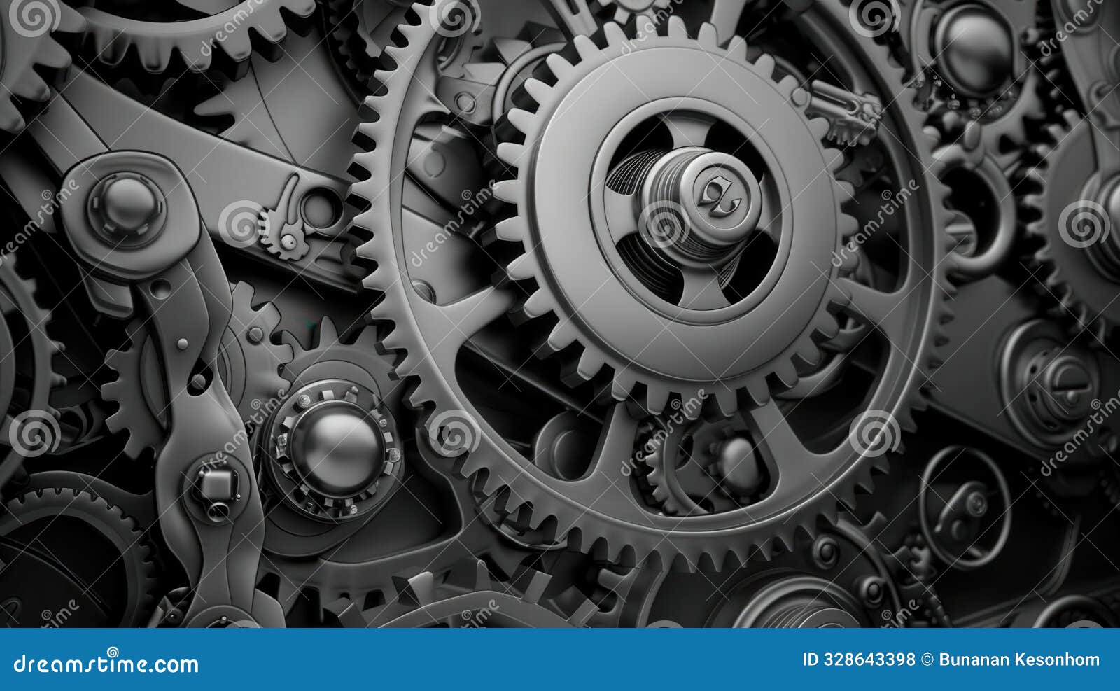 Black and White Engine with Mechanical Parts, High Contrast, Steampunk ...