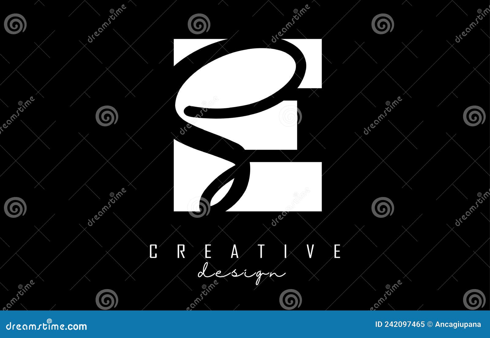 Black and White ES Letters Logo with Negative Space. Letters E and S ...