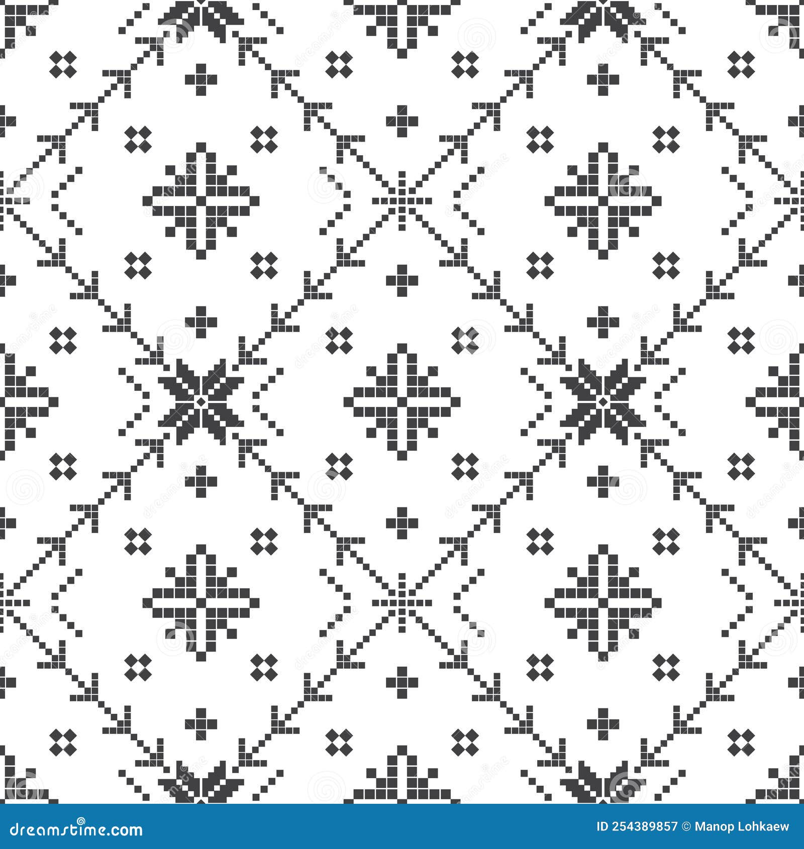 Black and White Ethnic Embroidery Seamless Pattern Background Vector ...