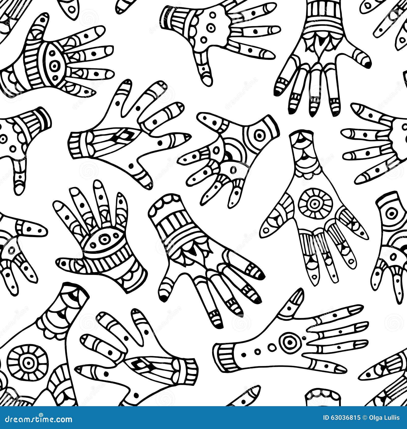 Black and White Ethnic Hand Seamless Pattern Stock Vector ...