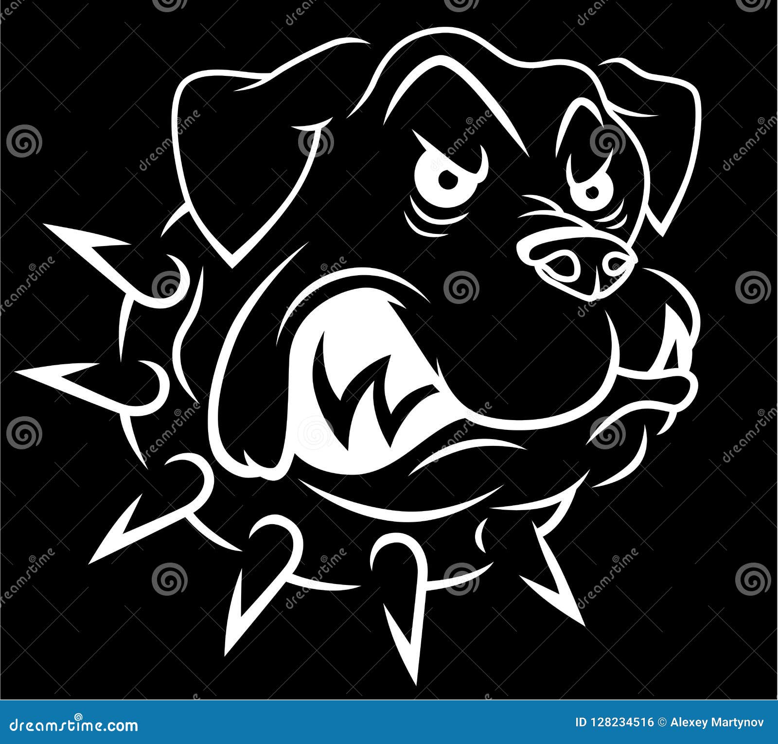 Evil dog stock vector. Illustration of strong, carnivore - 128234516