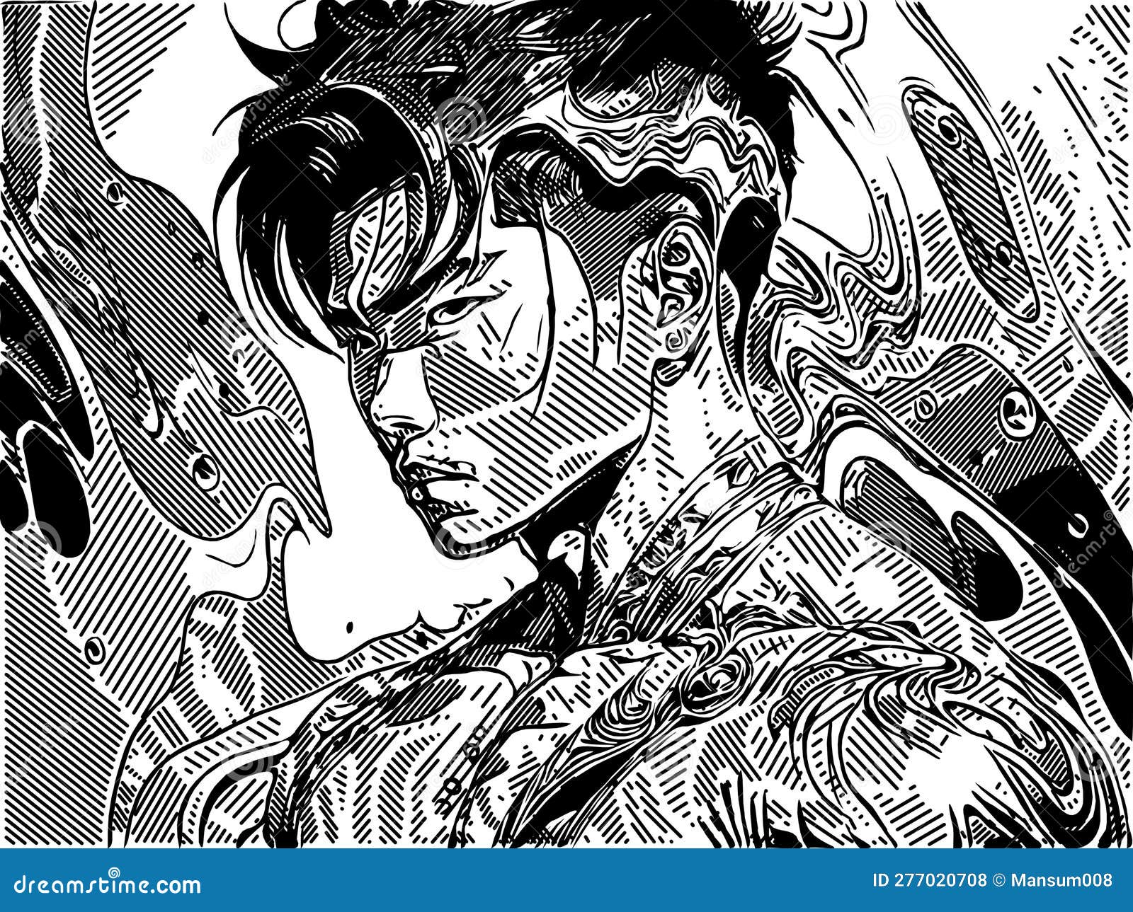 Black and White of Evil Man Cartoon Stock Illustration - Illustration ...