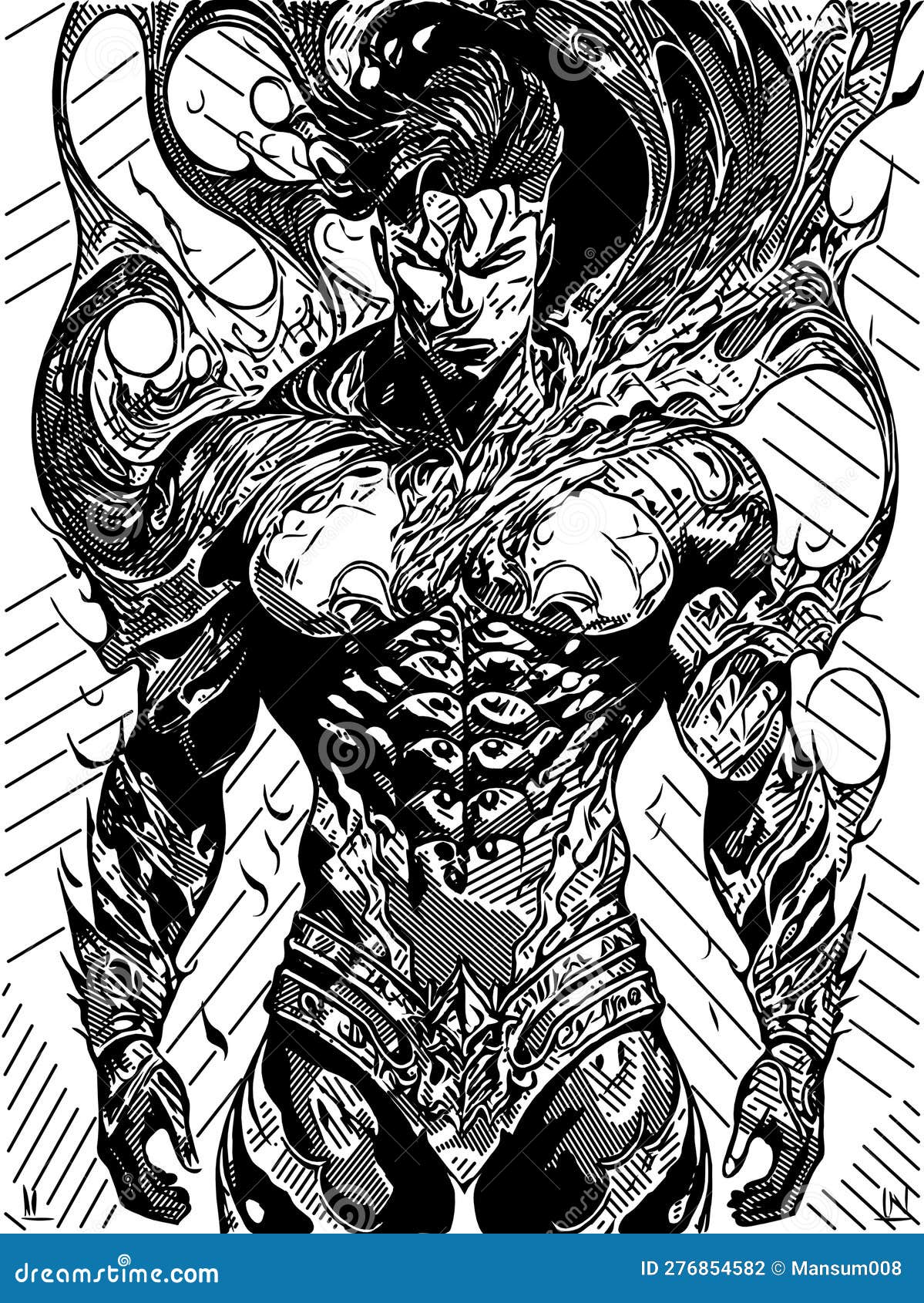 Black and White of Evil Man Cartoon Background Stock Illustration ...