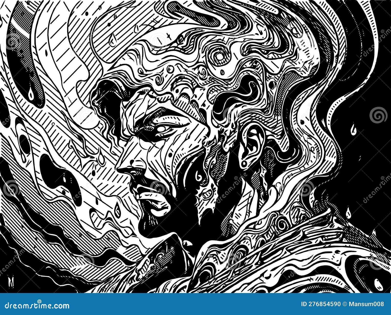 Black and White of Evil Man Cartoon Background Stock Illustration ...