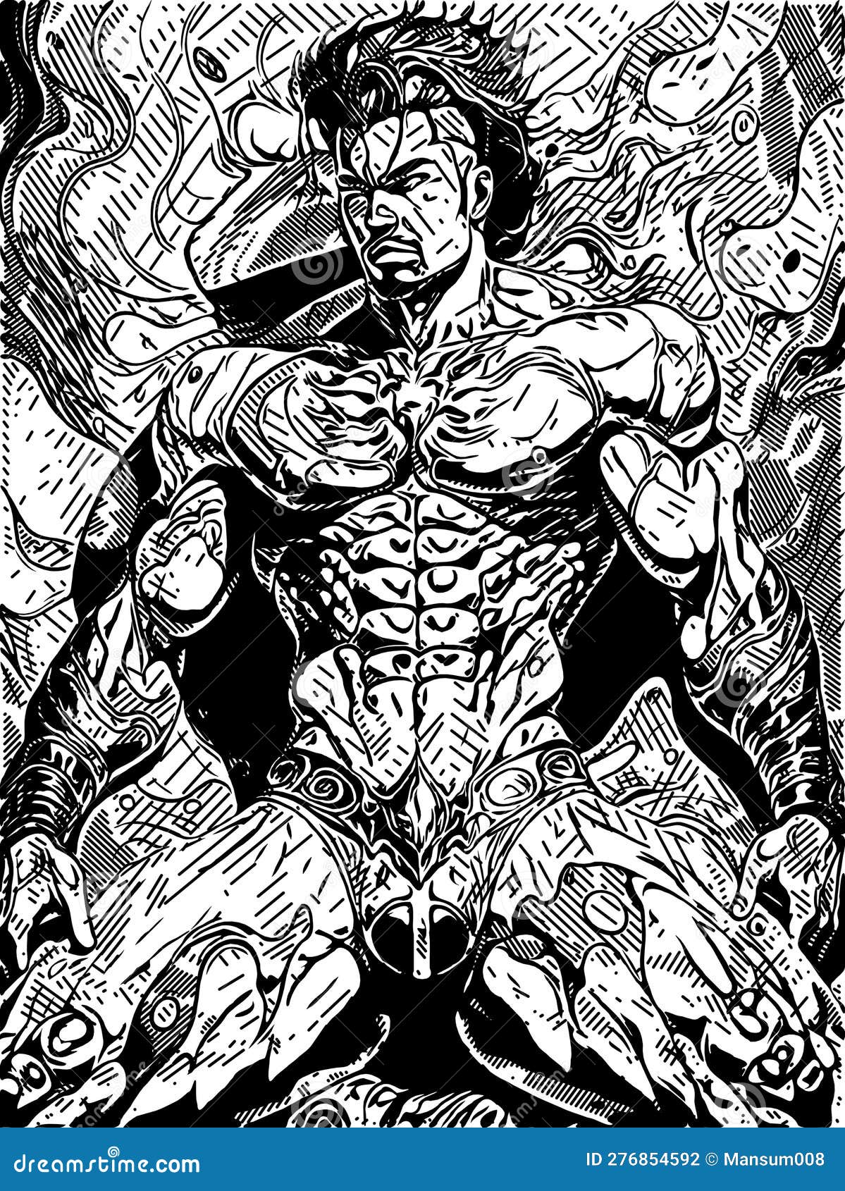 Black and White of Evil Man Cartoon Background Stock Illustration ...