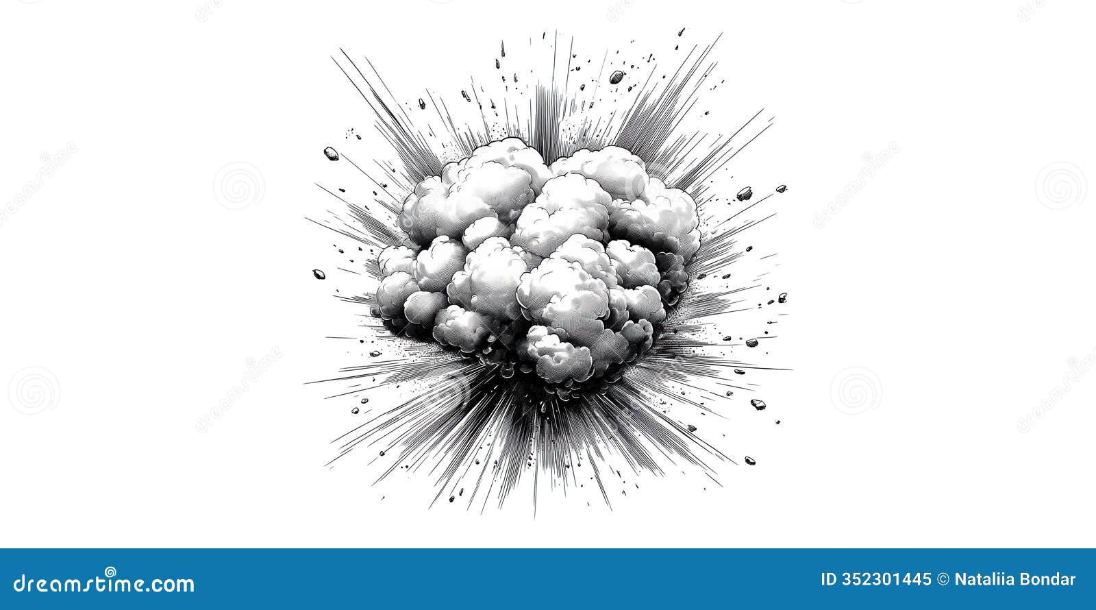 Black and White Explosion Illustration Isolated on Transparent ...
