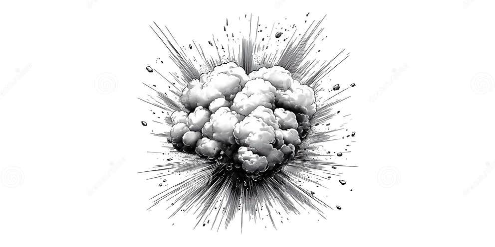 Black and White Explosion Illustration Isolated on Transparent ...