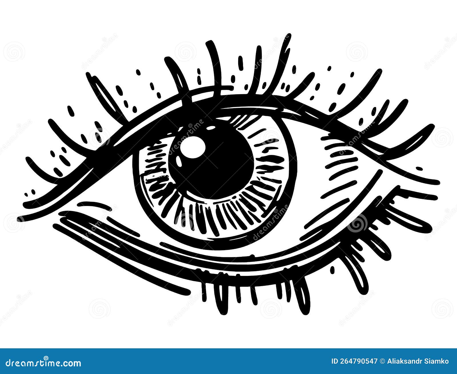 Black and White Eye Hand Drawing Stock Vector - Illustration of circle ...