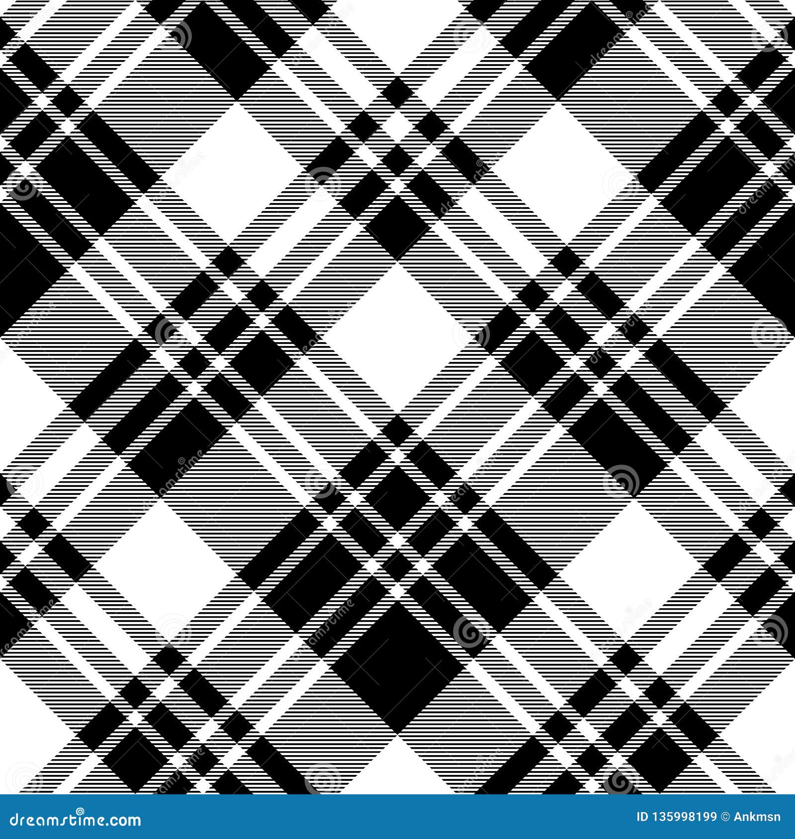 Black and White Fabric Texture Check Seamless Pattern Stock Vector ...