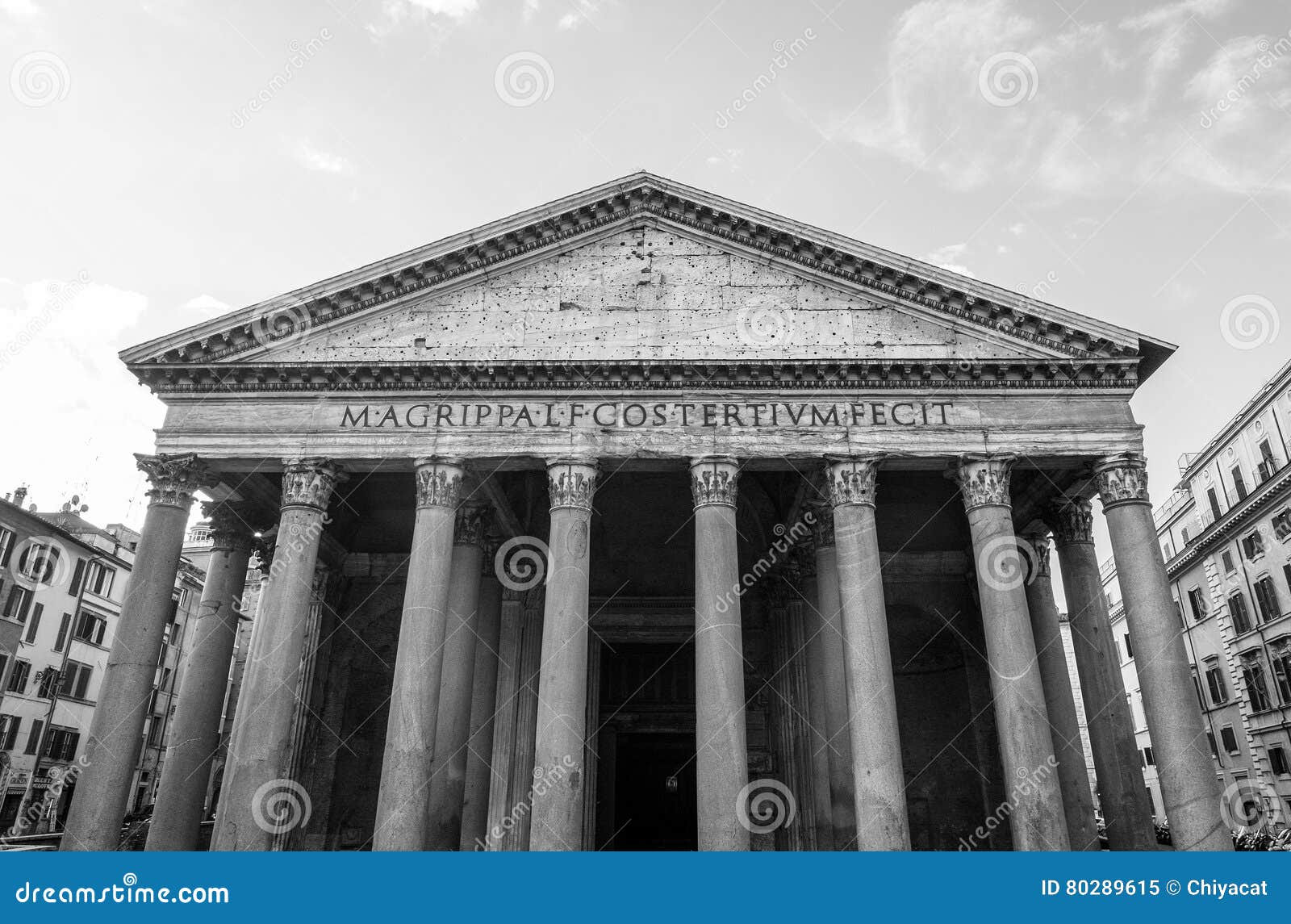 Black and White Facade of the Pantheon 1 Stock Image - Image of ancient ...