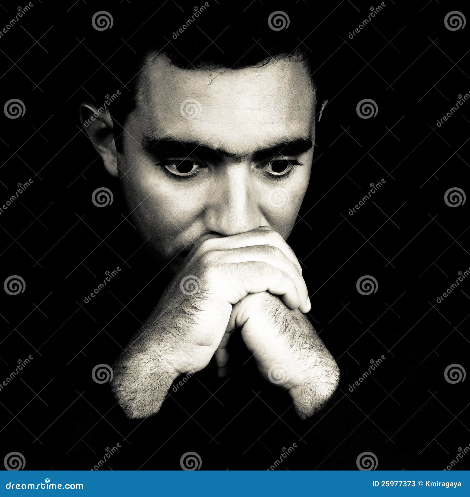Depressed Black Boy Sitting On Stairs Contemplating About Hard Life In ...