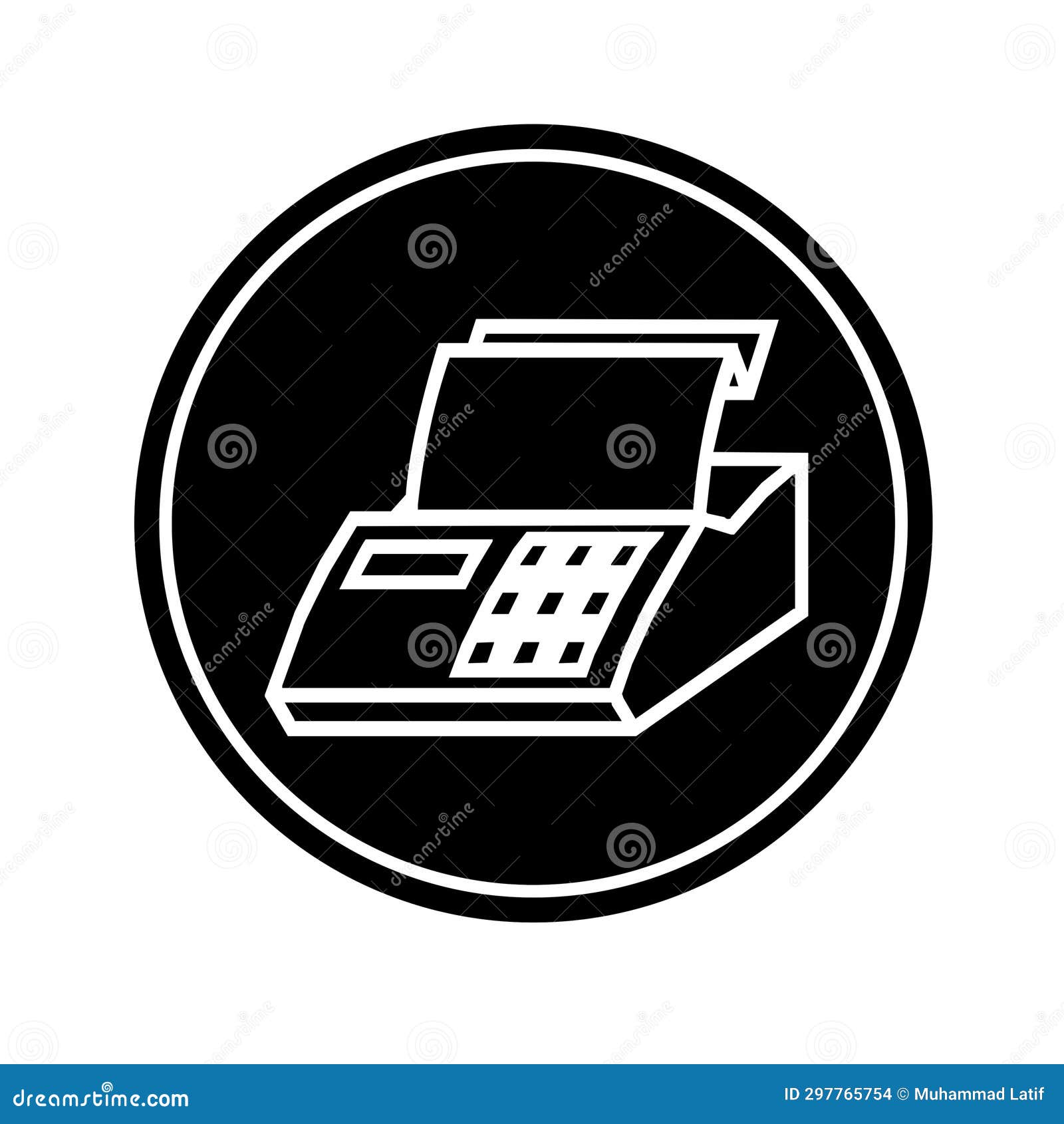 Black and White Fax Machine Icon Illustration Stock Illustration ...